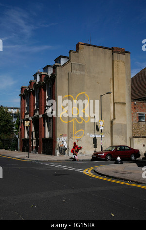Banksy mural on Pollard Street, Bethnal Green, London, UK Stock Photo ...