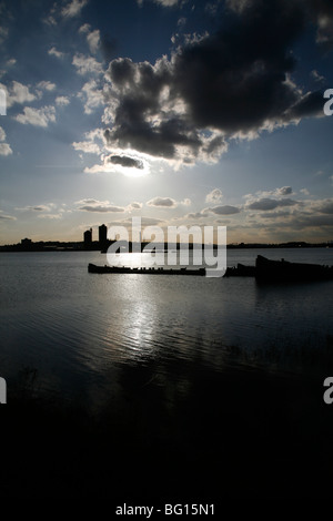 D-Day barges left abandoned on the River Thames by Rainham Marshes ...