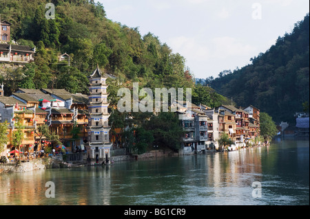 Riverside, old town of Fenghuang, Hunan Province, China, Asia Stock ...