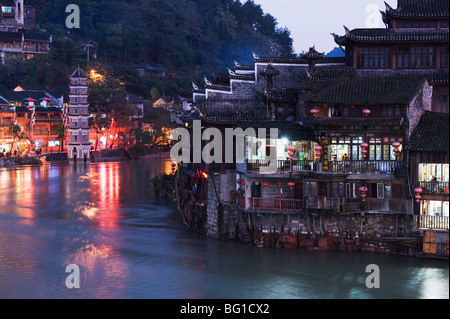 Riverside, old town of Fenghuang, Hunan Province, China, Asia Stock ...