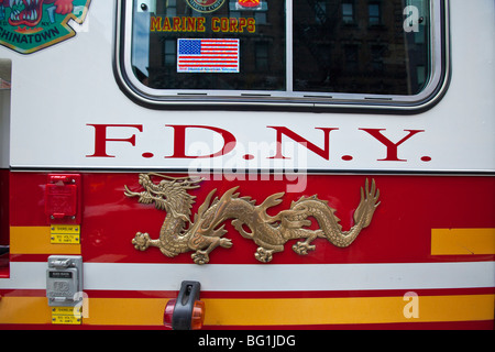 Chinatown Firetruck in Chinatown in Manhattan, New York City. Chinatown ...