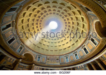 Pantheon Rome interior of famous and beautiful building. Altar and ...