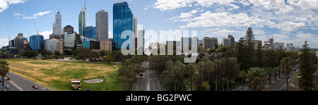 Wide panorama of Perth city CBD as seen from Kings Park lookout at ...