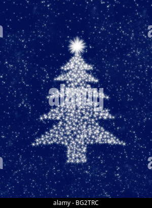christmas tree made up of stars in the night sky Stock Photo - Alamy