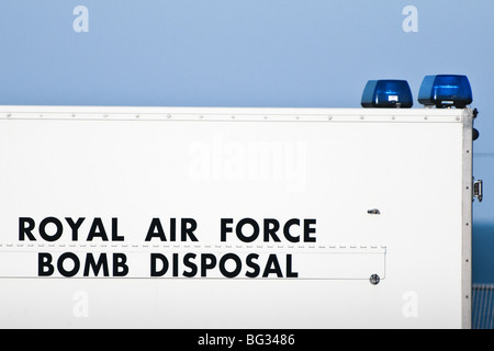 Royal Air Force Bomb Disposal vehicle responding to an emergency call ...