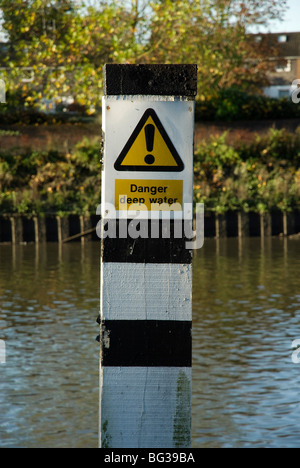 Danger Deep Water sign on the Lancaster Canal, Lancashire, England ...