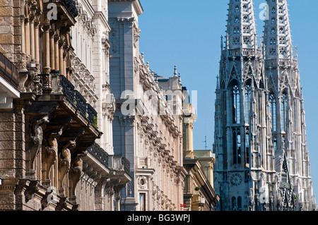 VIENNA AUSTRIA Spires of the Votivkirche Votiv Church twin towered ...
