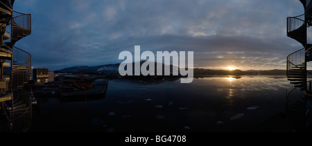 Winter morning looking over the fjord by Namsos Stock Photo - Alamy