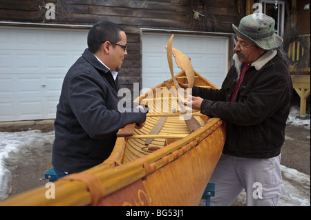 A birch bark canoe hand made by aboriginal Mi'Kmaq in Nova Scotia ...