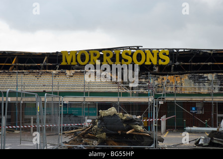 Front of burnt out Morrisons supermarket in Penrith after a major fire ...