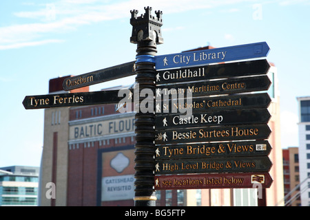 Signpost in Newcastle city centre. Newcastle upon Tyne, Tyne & Wear ...