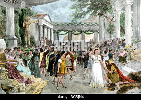 Homer, The Odyssey. Penelope, wife of Ulysses (Odysseus), carrying bow ...