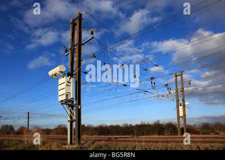 25kv overhead line equipment; East Coast Main Line Railway Stock Photo ...