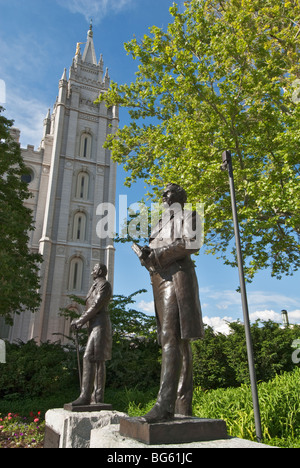 Joseph and Hyrum Smith statues at Temple Square, Salt Lake City, Utah ...