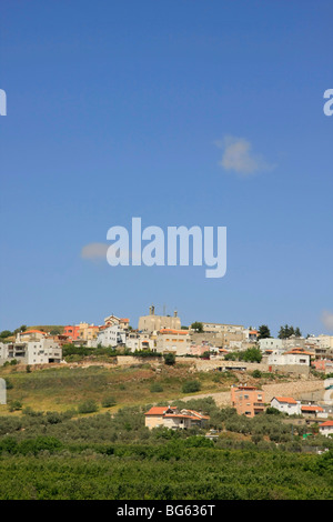 Israel, Upper Galilee, Arab town Jish (Gush Halav) located on the ...