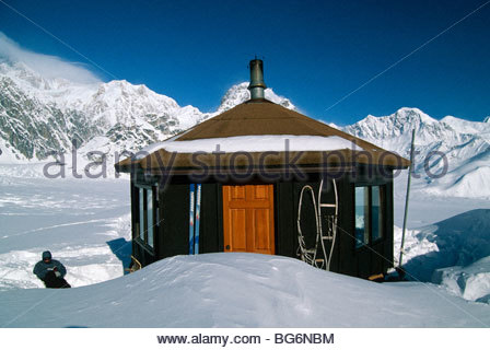Cabin in the Don Sheldon Amphitheatre Alaska Range Alaska Stock Photo ...