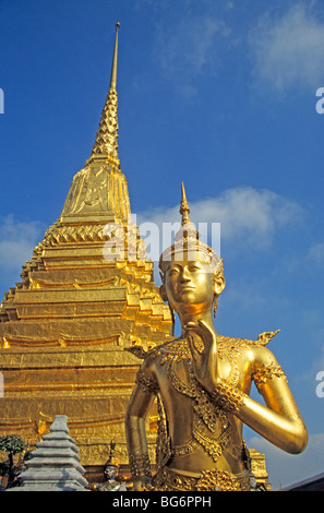 Gold statue of Kinnari , mythical creature half human half bird, at ...