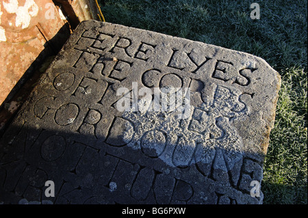 17th Century gravestone inscription on a grave in Kirkcudbright ...
