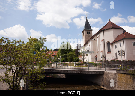Peiting, Bavaria, Germany, Europe. View along the River Lech in ...