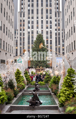 Rockefeller Center Promenade is decorated with Herald Angels during the ...