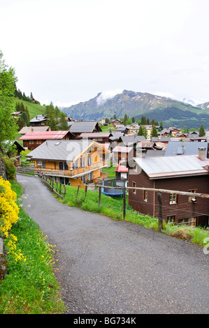 Swiss mountains from Murren village near The Shilthorn mountain Stock ...