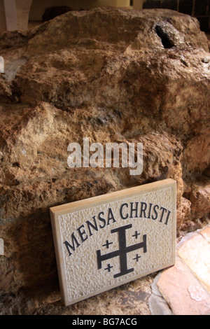 Israel, Lower Galilee, the rock at the Franciscan Mensa Christi Church ...