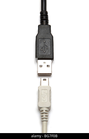 usb to mini-usb cable isolated on white background Stock Photo - Alamy