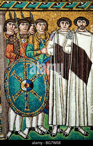 Mosaic of Emperor Justinian and his retinue Inside the Basilica of San ...