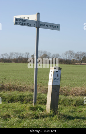 Local authority designated 'Quiet Lane' road sign. Suffolk. East Anglia ...