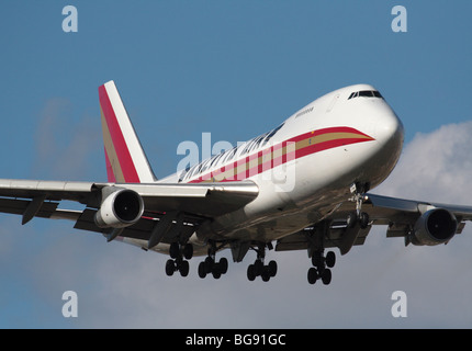 A Boeing B747 Jumbo Jet freighter aircraft with a wide open nose cargo ...