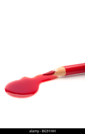 A blood red pencil and matching blood Stock Photo - Alamy
