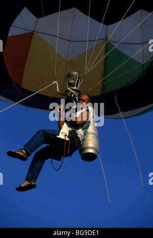 One man hot air balloon rising with pilot Stock Photo - Alamy