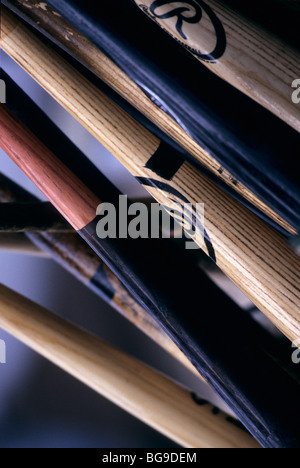 Collection of wooden baseball bats Stock Photo - Alamy