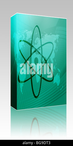 Software package box Atomic nuclear symbol scientific illustration of ...