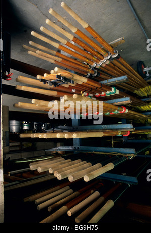 Racks of oars in a boat house Stock Photo - Alamy