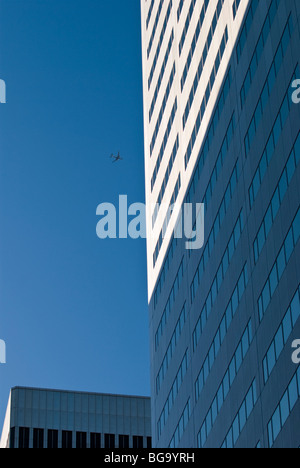 An airplane flies over downtown Seattle, Washington Stock Photo - Alamy