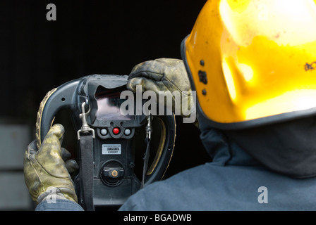 Fireman using a "thermal imaging camera" , Britain UK Stock Photo - Alamy