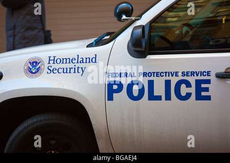 A Homeland Security police car of the Federal Protective Service is ...
