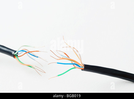 Exposed cables and wires. Studio shot white isolated Stock Photo - Alamy
