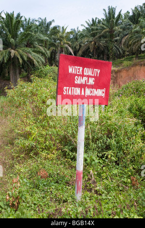 A water quality sampling station sign in a riparian section on a palm ...