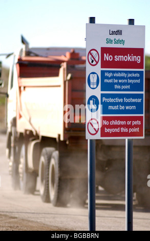 Royalty free photograph showing sign at the entrance to landfill site ...