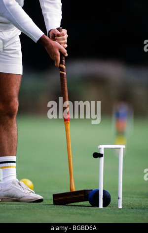 Croquet ball and marker Stock Photo - Alamy