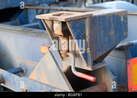 Shipping container Twistlock connection on HGV in open position Stock ...