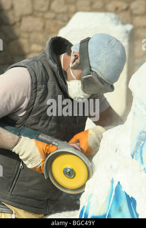 young sculptor working with marble Stock Photo - Alamy
