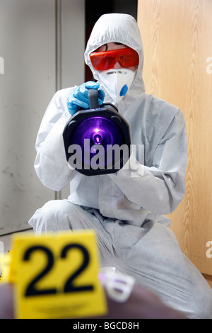 Crime scene investigation, forensic people at a murder scene. Police work, preservation of ...