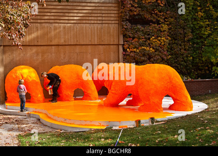 Dean Drever, Canadian artist, painting bear sculptures Toronto, Canada ...