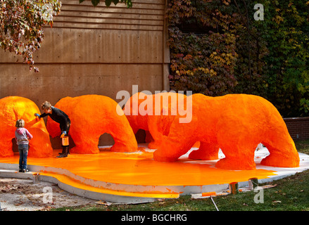 Dean Drever, Canadian artist, painting bear sculptures Toronto, Canada ...