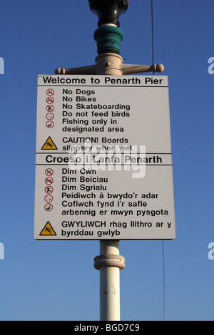 Bilingual Welsh and English warning signs at a level crossing, Welsh ...
