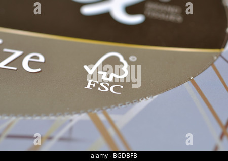 FSC symbol on Kleenex mansize tissues box Stock Photo - Alamy