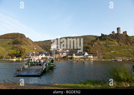 View of the winegrowing village of Beilstein with the castle ruins of ...